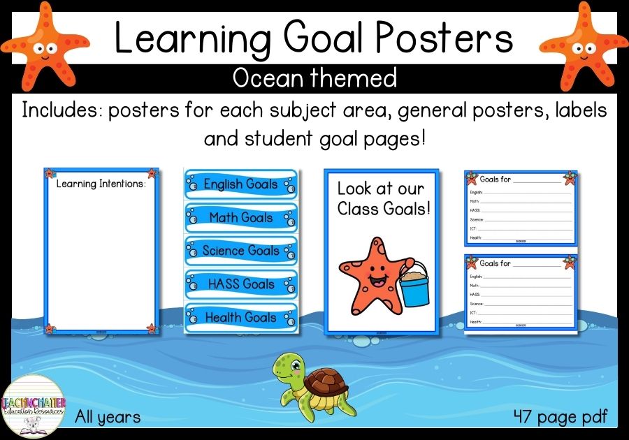 Learning goal posters and student charts